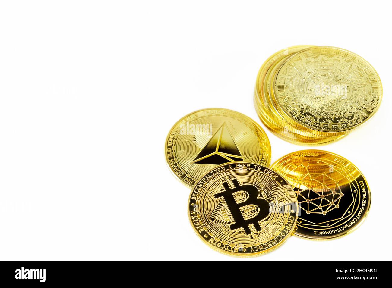 Bitcoin Cryptocurrency , gold coins , mining , future money Stock Photo ...