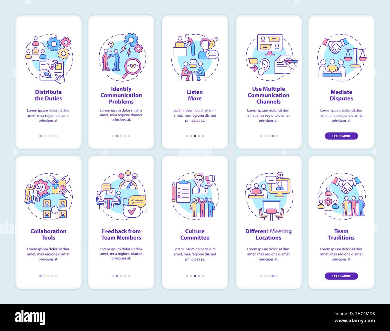 Teamwork onboarding mobile app screen set Stock Vector Image & Art - Alamy