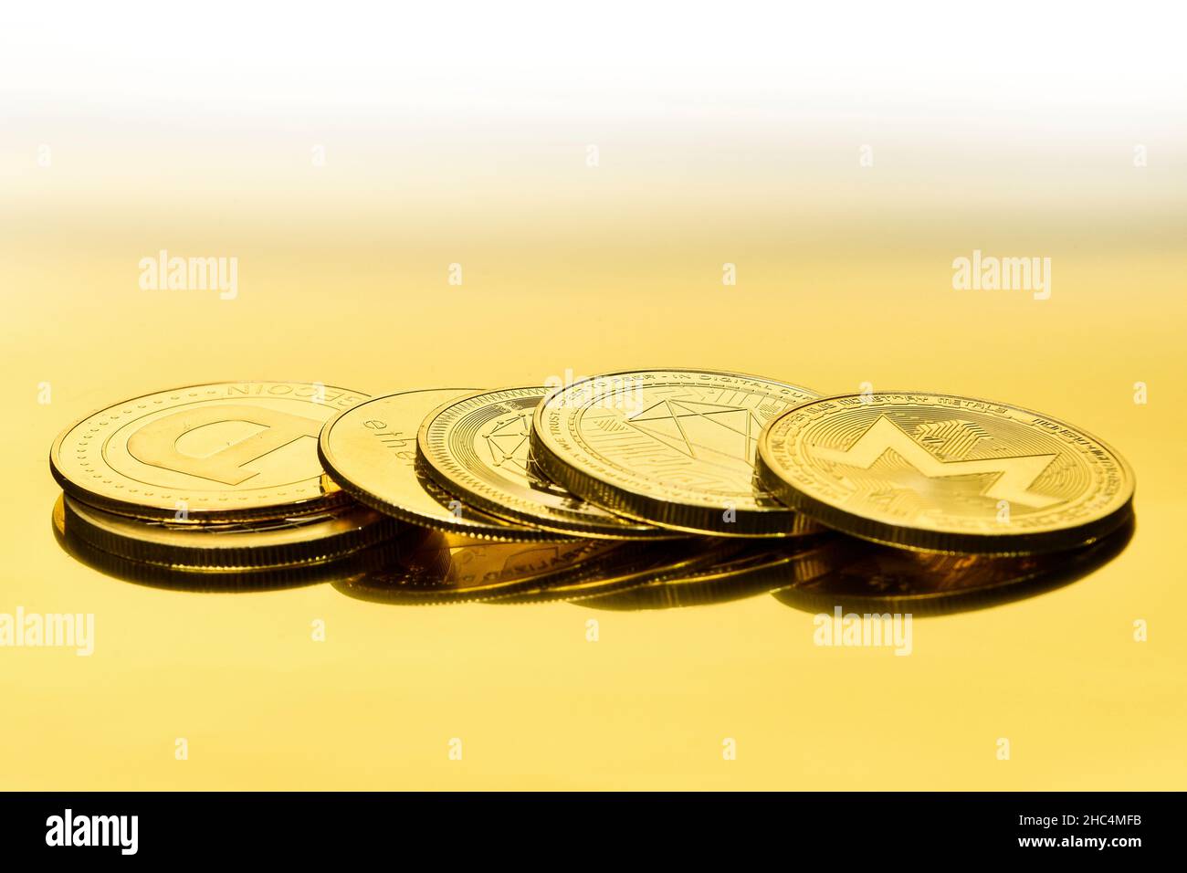 Bitcoin Cryptocurrency , gold coins , mining , future money Stock Photo ... Bitcoin Cryptocurrency , gold coins , mining , future money Stock Photo ...