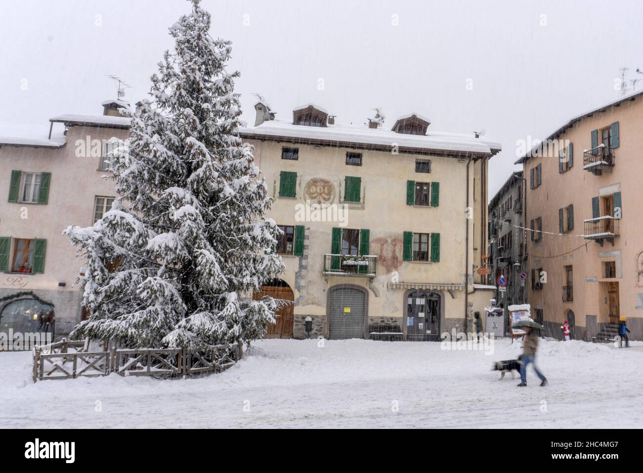 Bormio Medieval village Valtellina Italy under the snow in winter ...