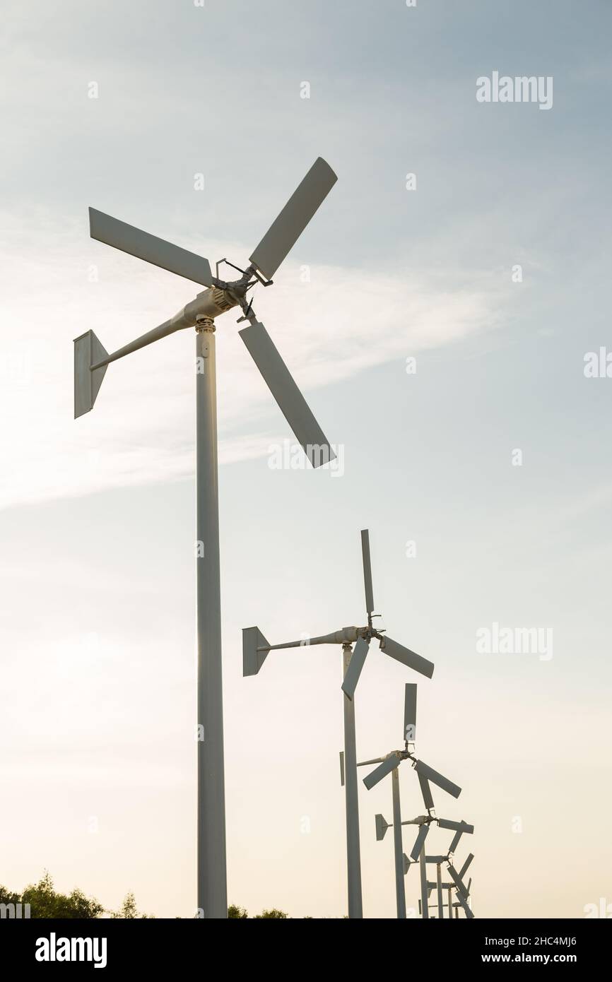 Wind turbines generate electricity. Wind energy produced by wind power ...