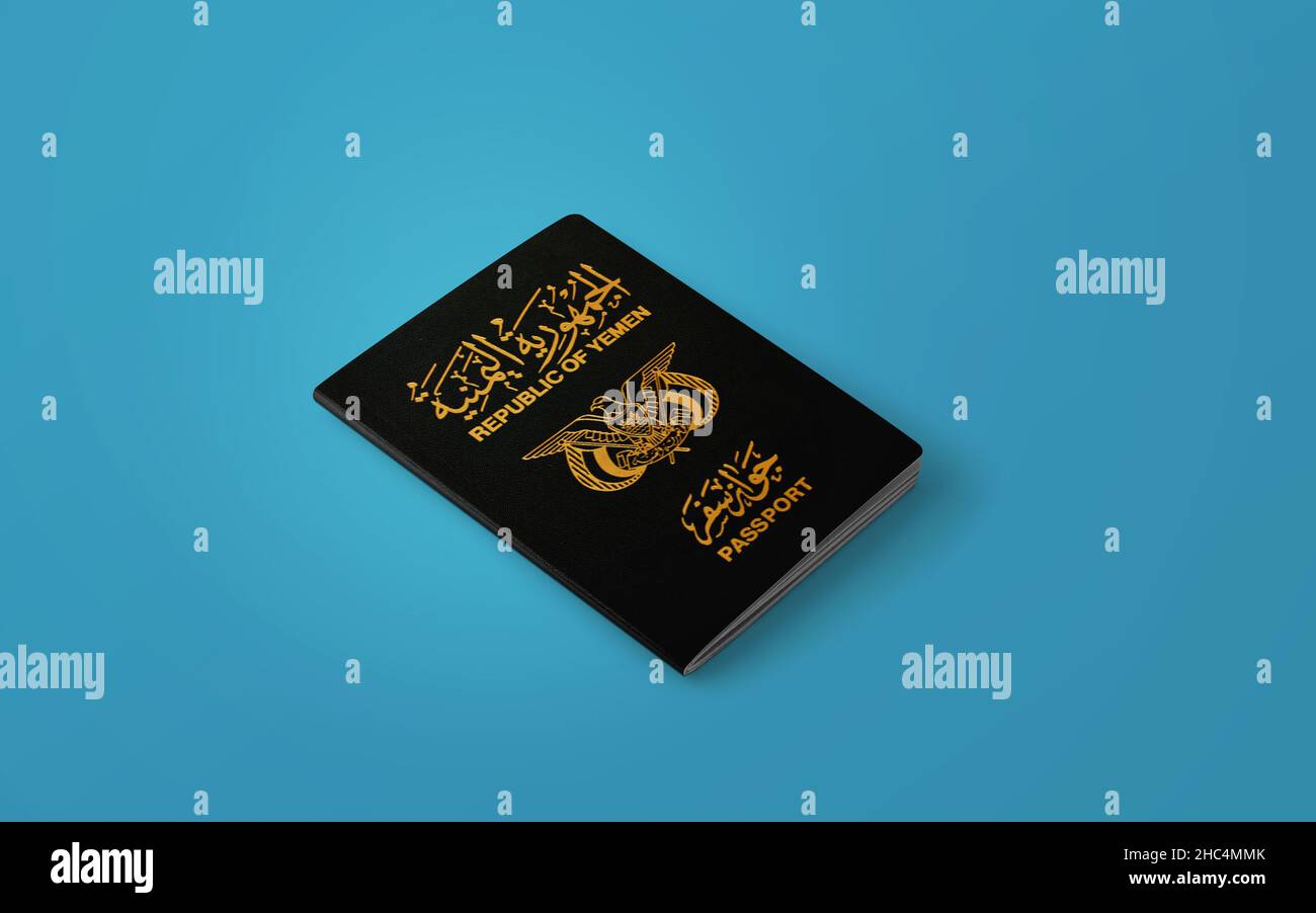 Official passport of Yemen,Republic of Yemen passport Stock Photo - Alamy