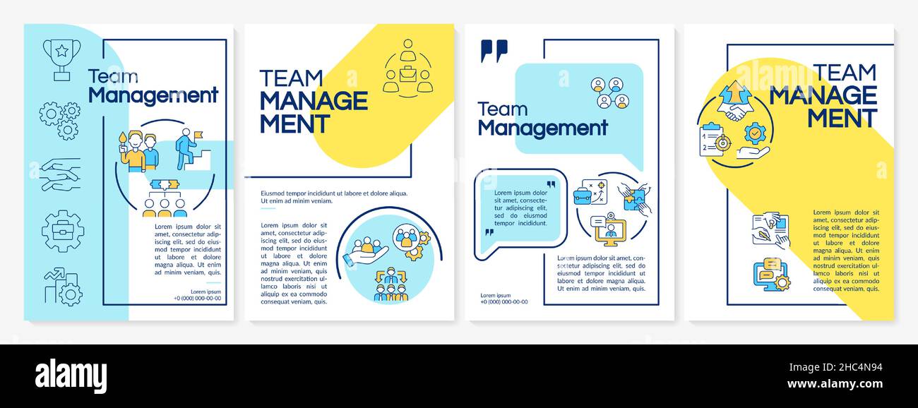 Team management blue and yellow brochure template Stock Vector Image ...