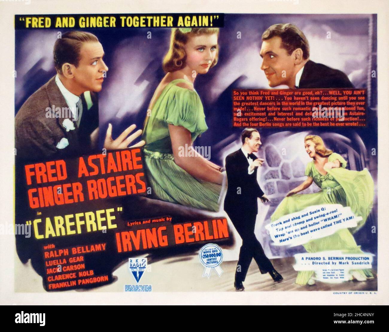 GINGER ROGERS and FRED ASTAIRE in CAREFREE (1938), directed by MARK ...