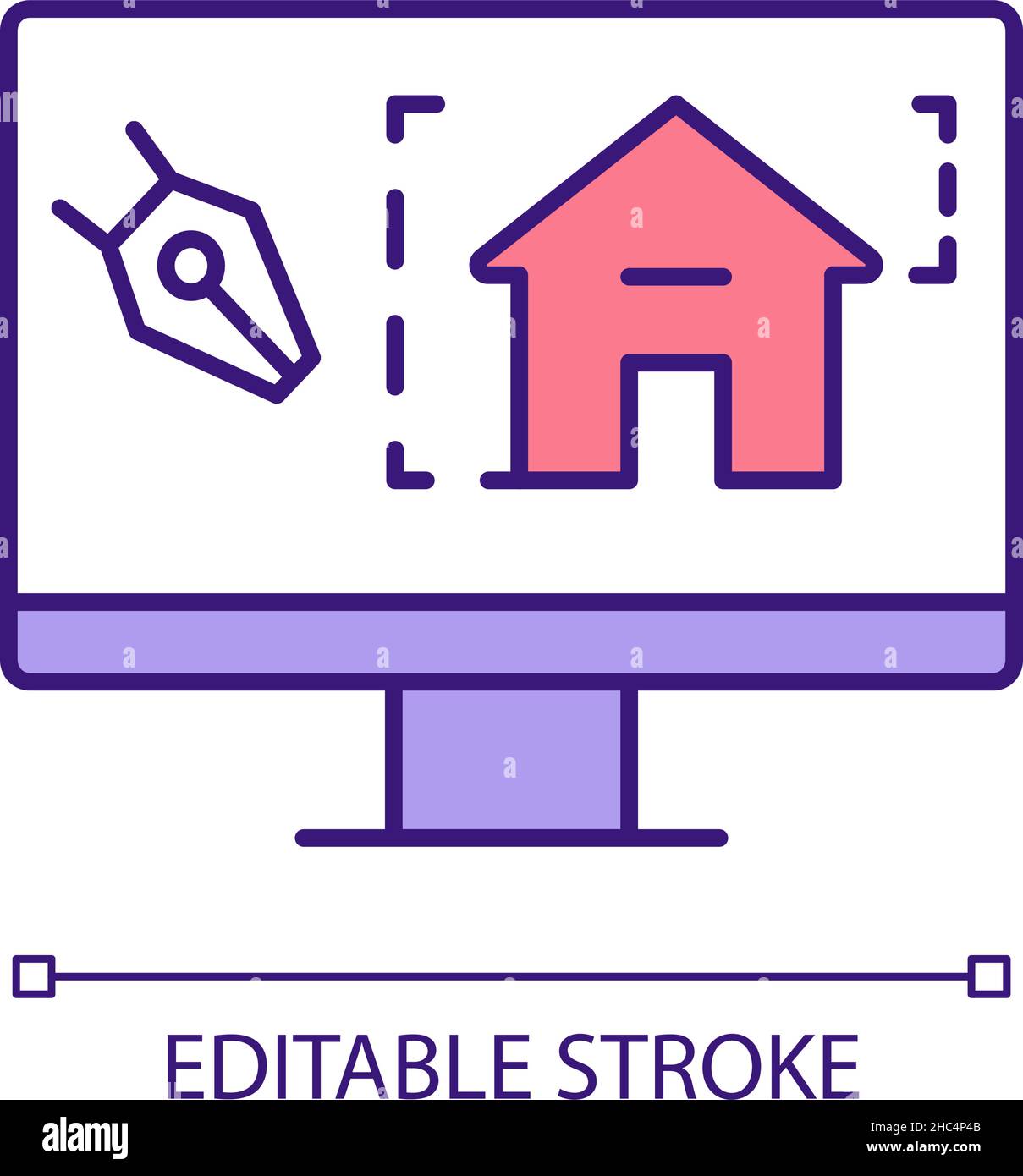 Creating virtual model of house RGB color icon Stock Vector Image & Art ...