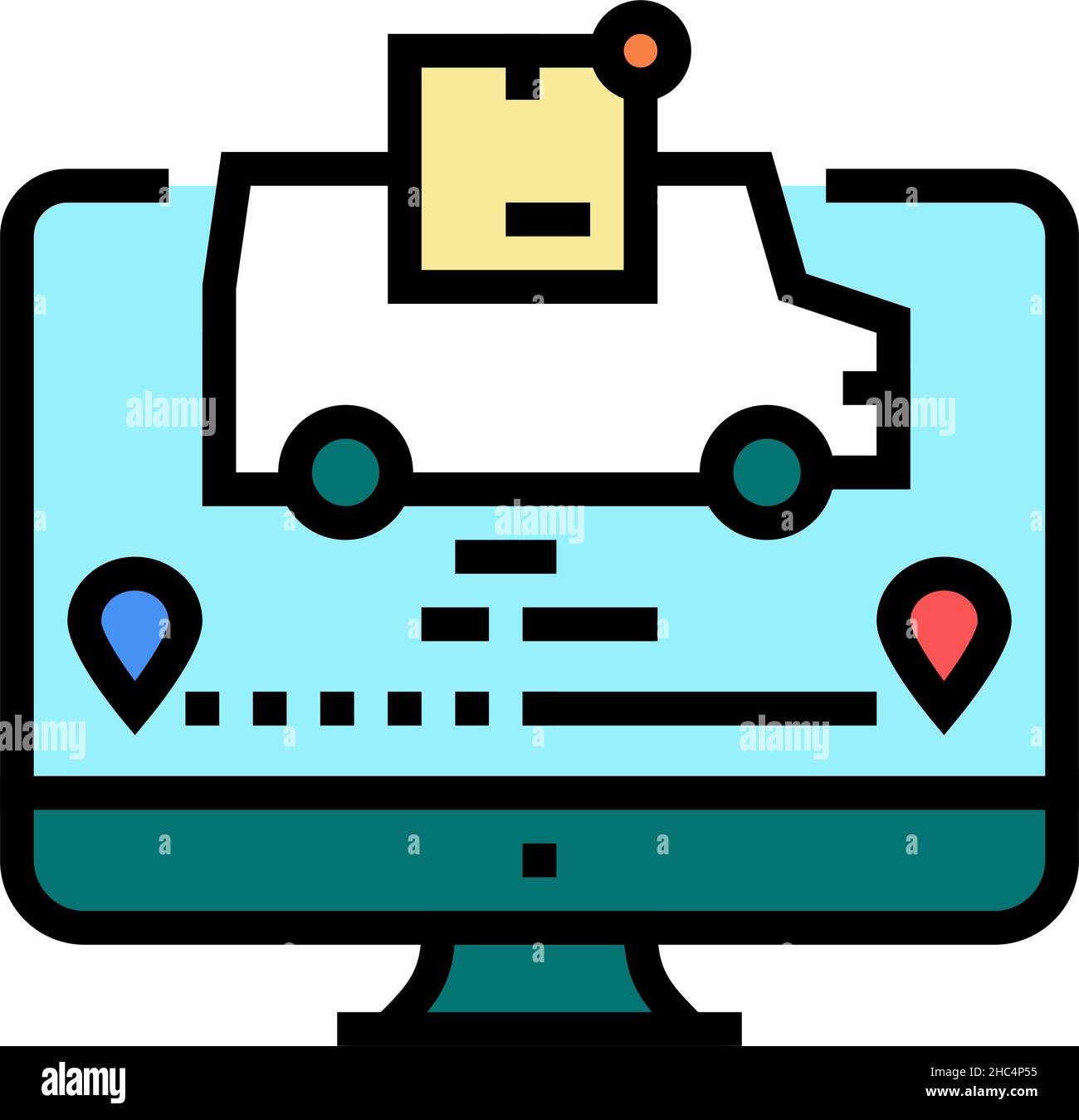 in transit parcel status color icon vector illustration Stock Vector ...