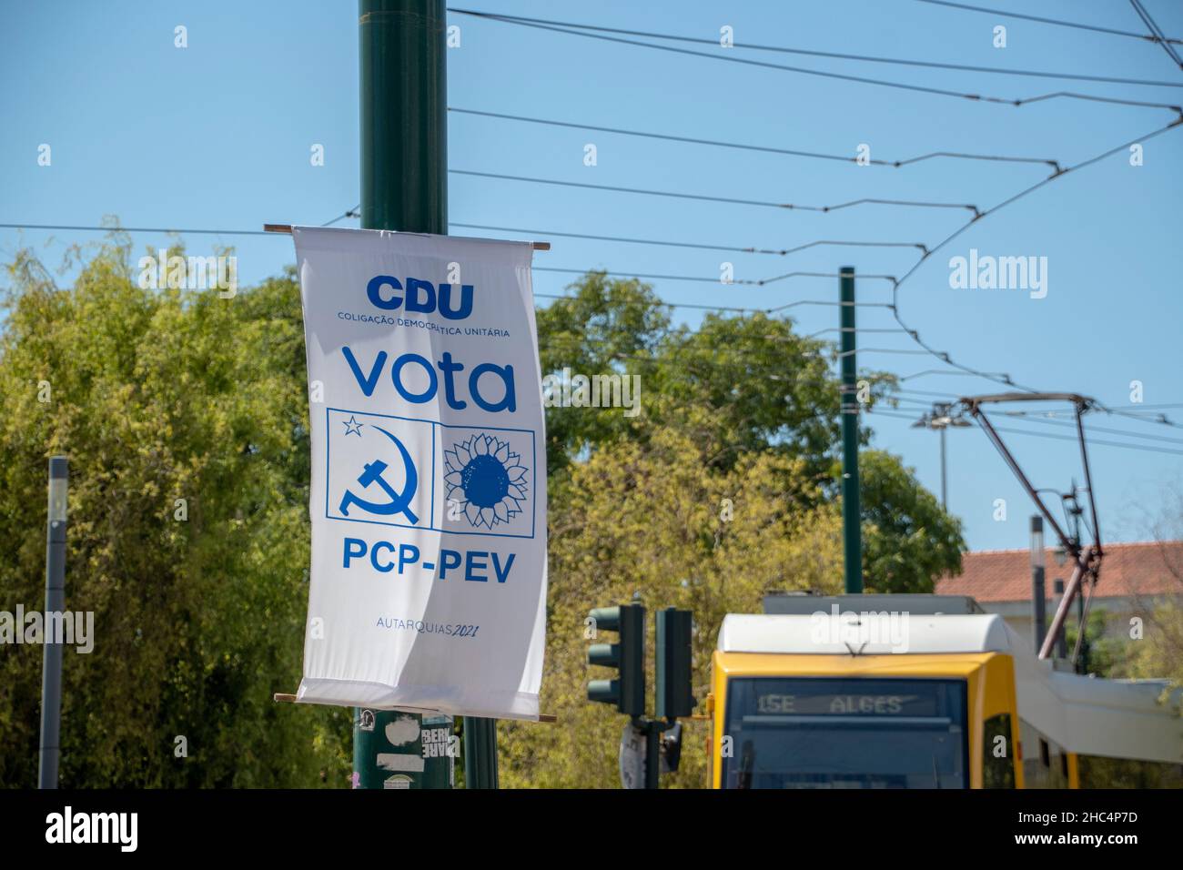 Landscape of CDU communist party election sign in Lisbon Stock Photo ...