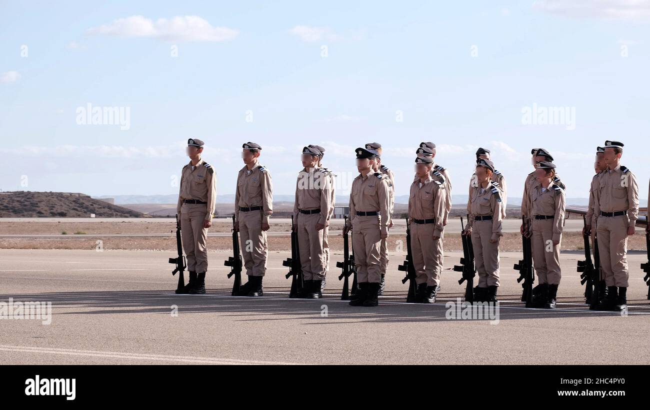 Hatzerim, Israel. 22th Dec, 2021. Cadet pilots stand firm in formation ...