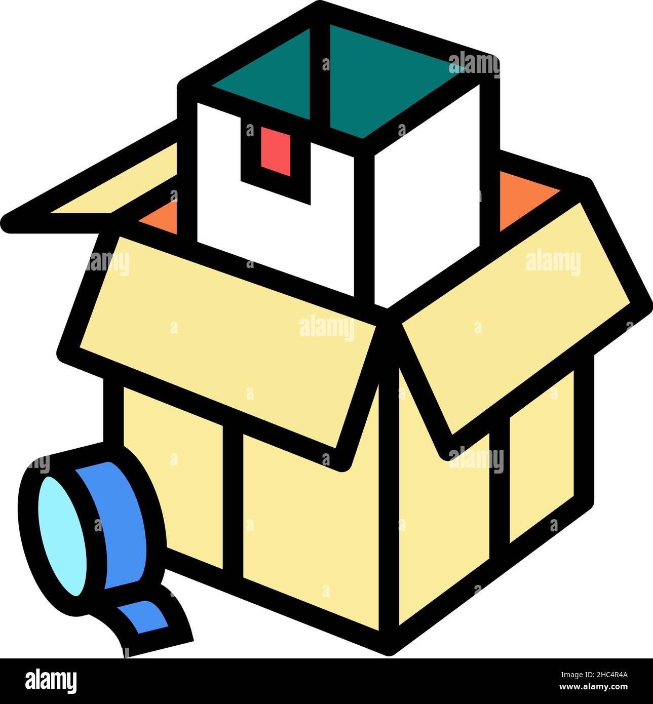 packaging and wrapping parcel color icon vector illustration Stock ...