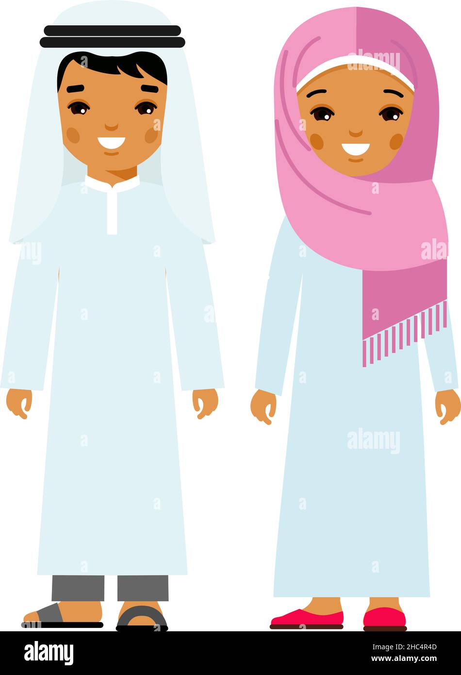 Set of cartoon different arab people in flat colorful style Stock ...