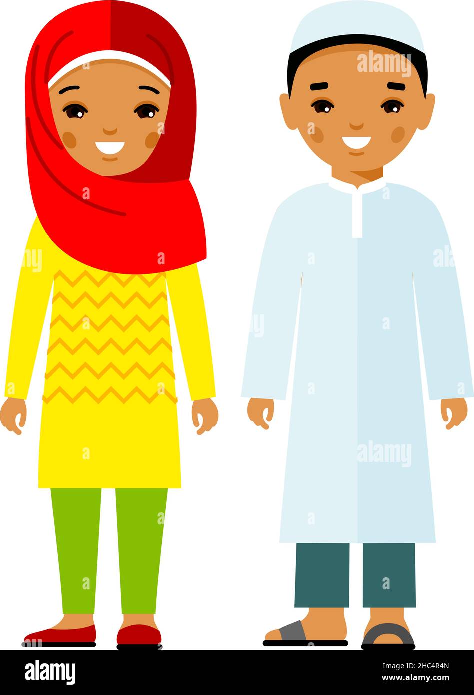 Set of cartoon different arab people in flat colorful style Stock ...