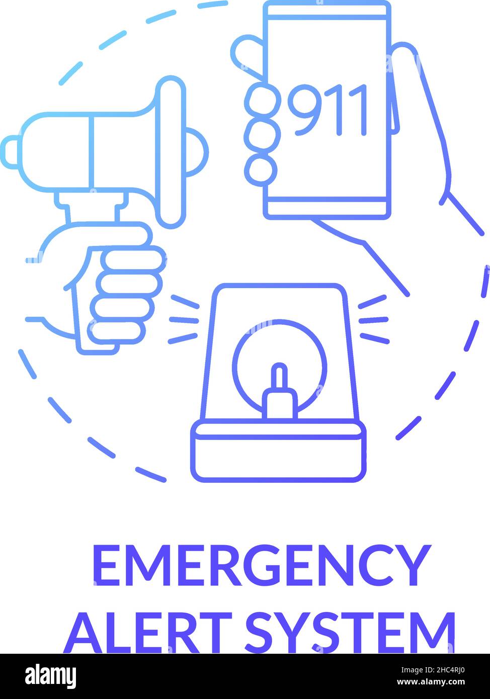 Emergency alert system blue gradient concept icon Stock Vector Image ...