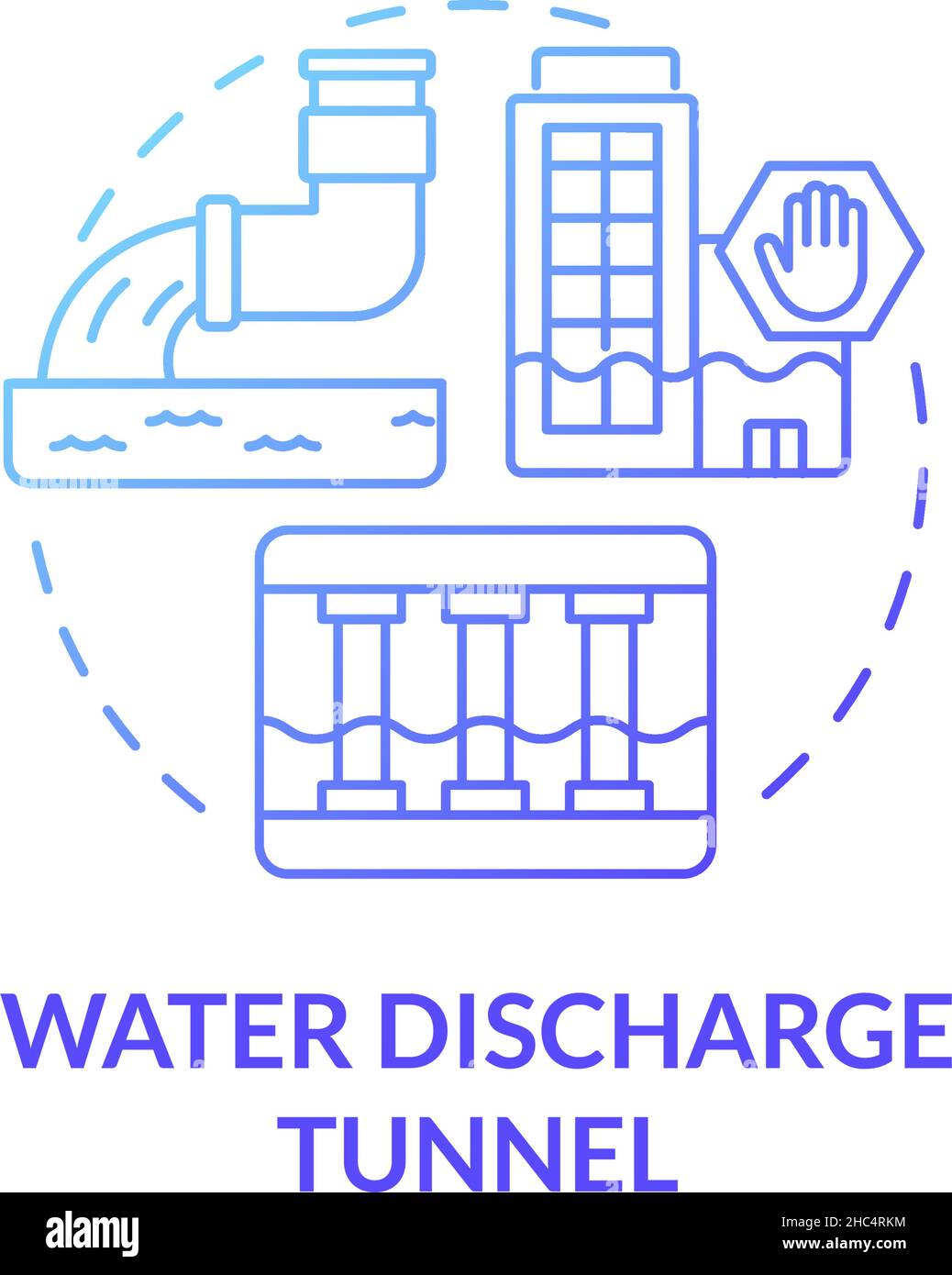 Water discharge tunnel blue gradient concept icon Stock Vector Image ...