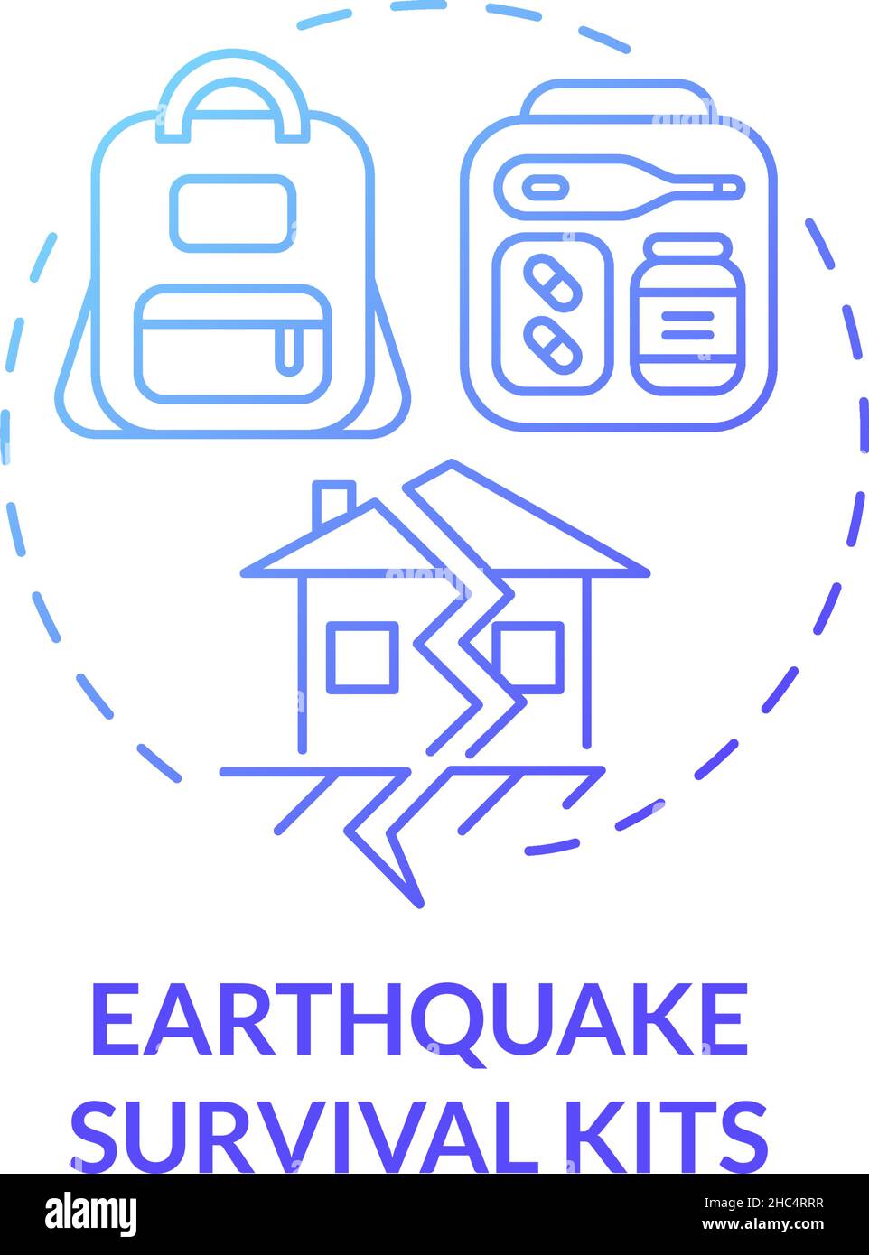 Earthquake survival kits blue gradient concept icon Stock Vector Image ...