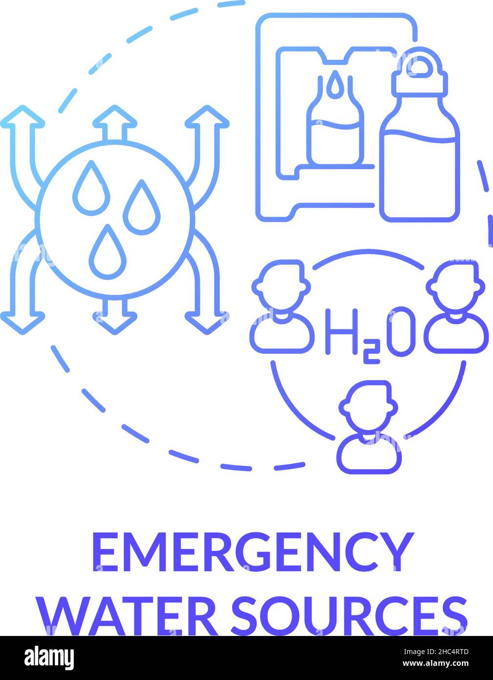 Emergency water sources blue gradient concept icon Stock Vector Image ...