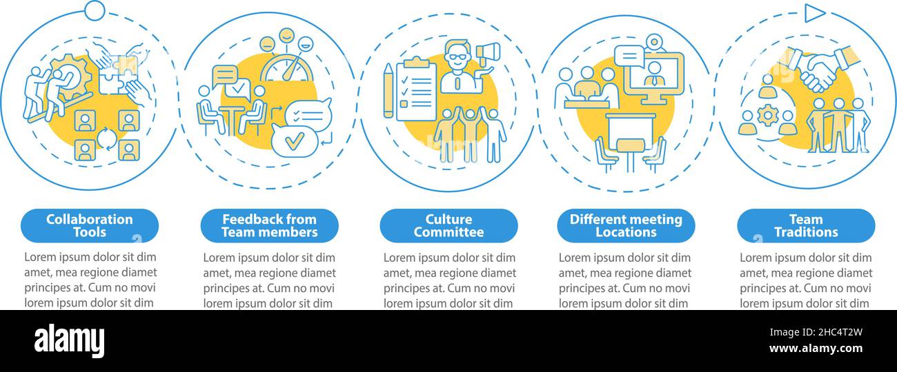 Teamwork improving tips blue circle infographic template Stock Vector ...