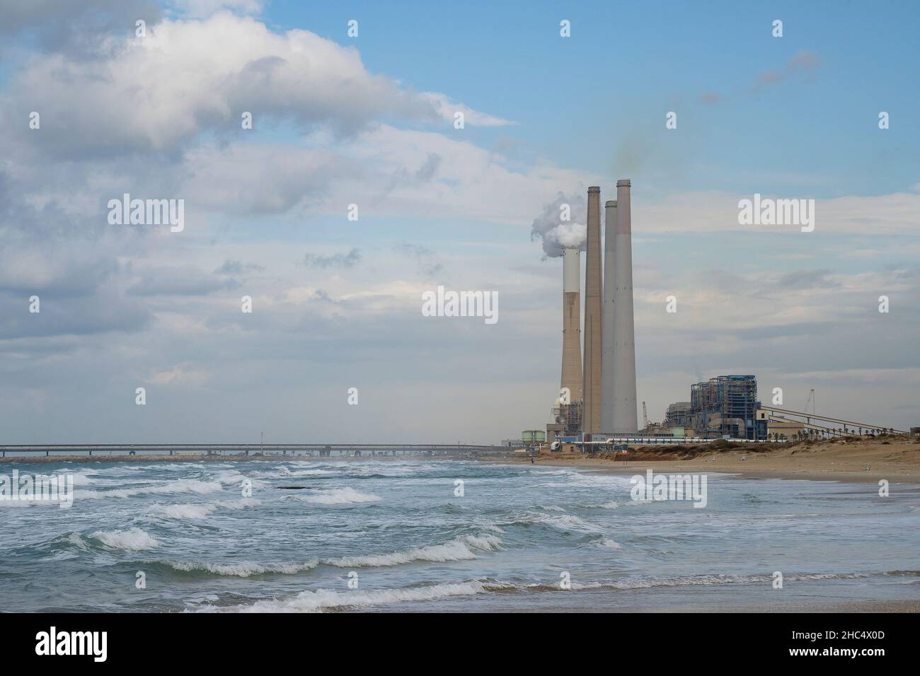 Hadera, Israel - December 16th, 2021: The coal operated "Orot Rabin ...