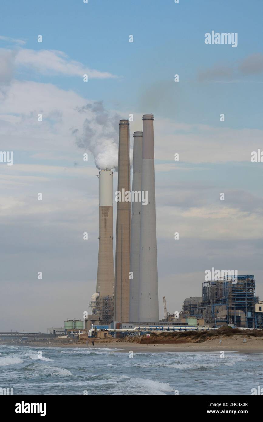 Hadera, Israel - December 16th, 2021: The coal operated "Orot Rabin ...