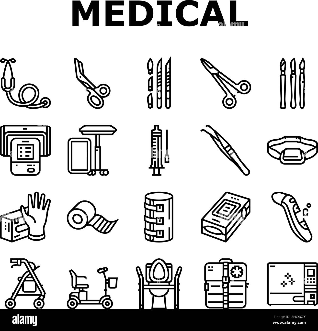 Medical Instrument And Equipment Icons Set Vector Stock Vector Image ...