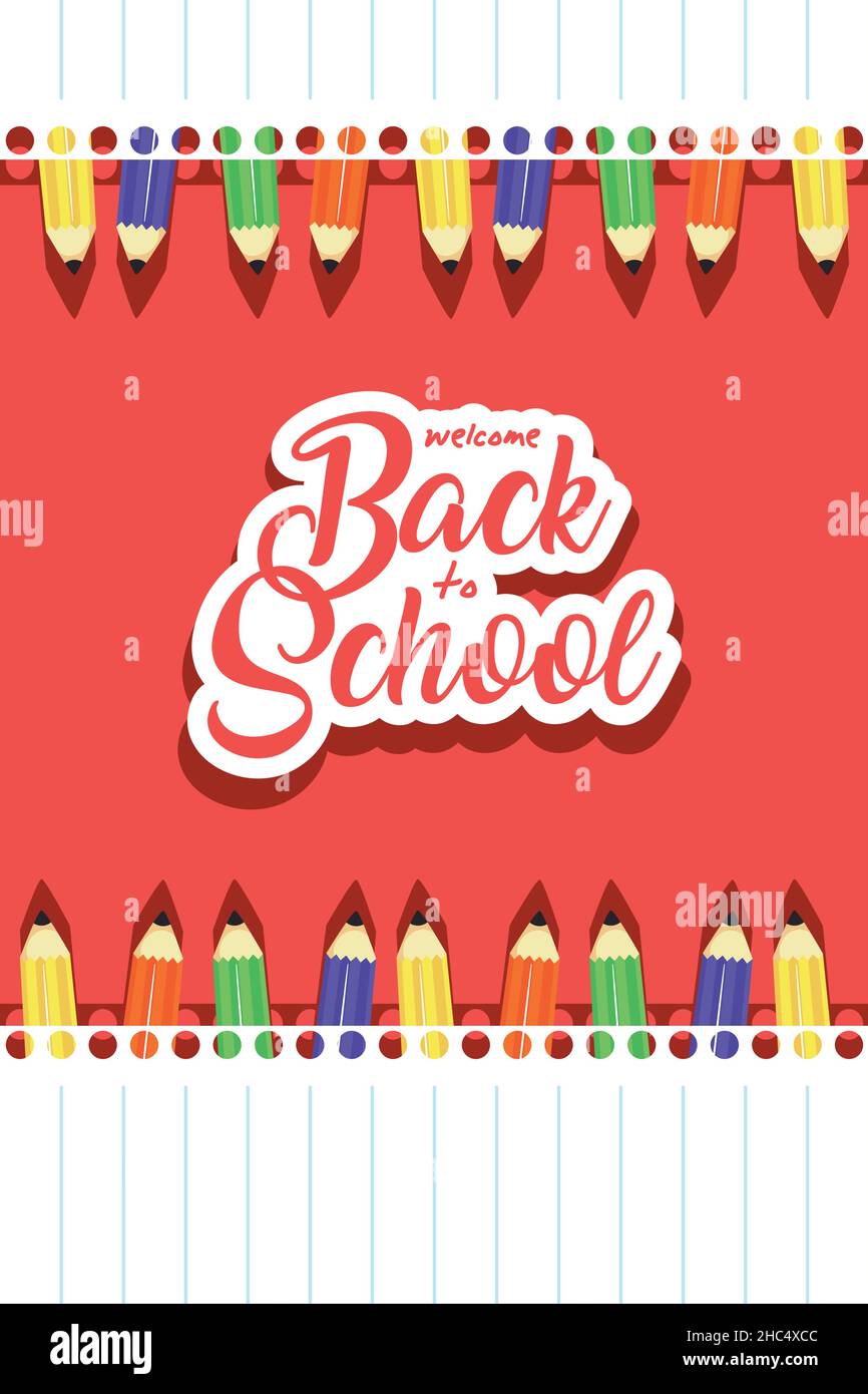 back to school postcard with colors Stock Vector Image & Art - Alamy