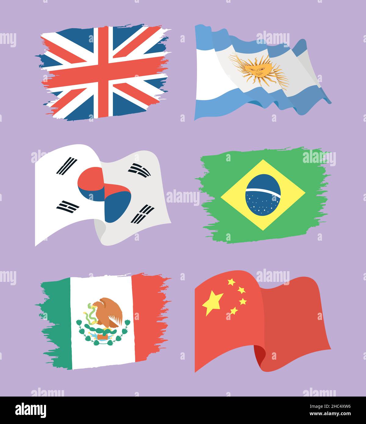 six international flags set icons Stock Vector Image & Art - Alamy