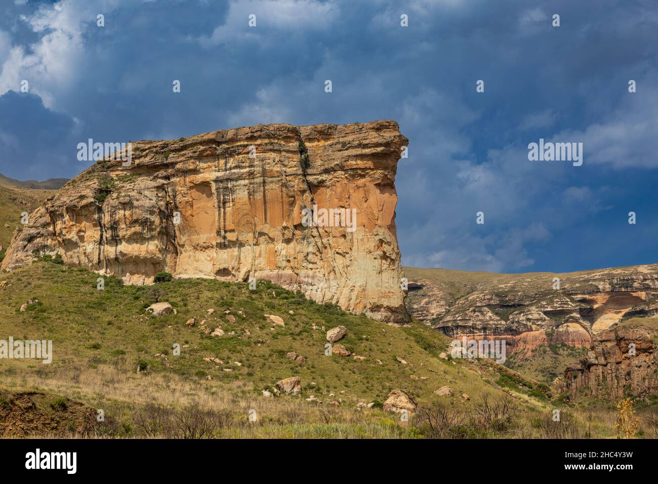 Large sandstone rock formation in the Golden Gate Highlands park in ...
