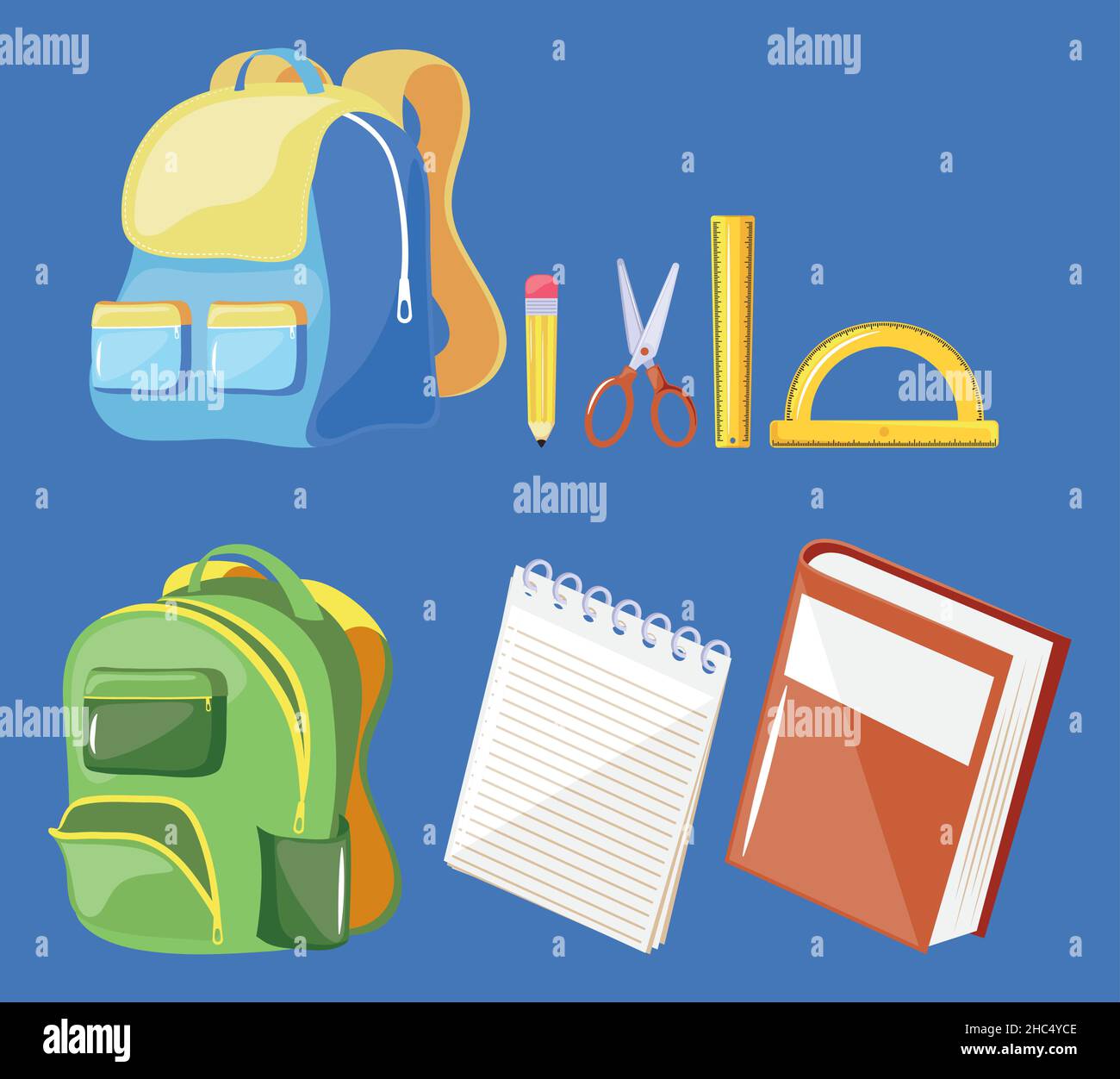 eight school supplies set icons Stock Vector Image & Art - Alamy