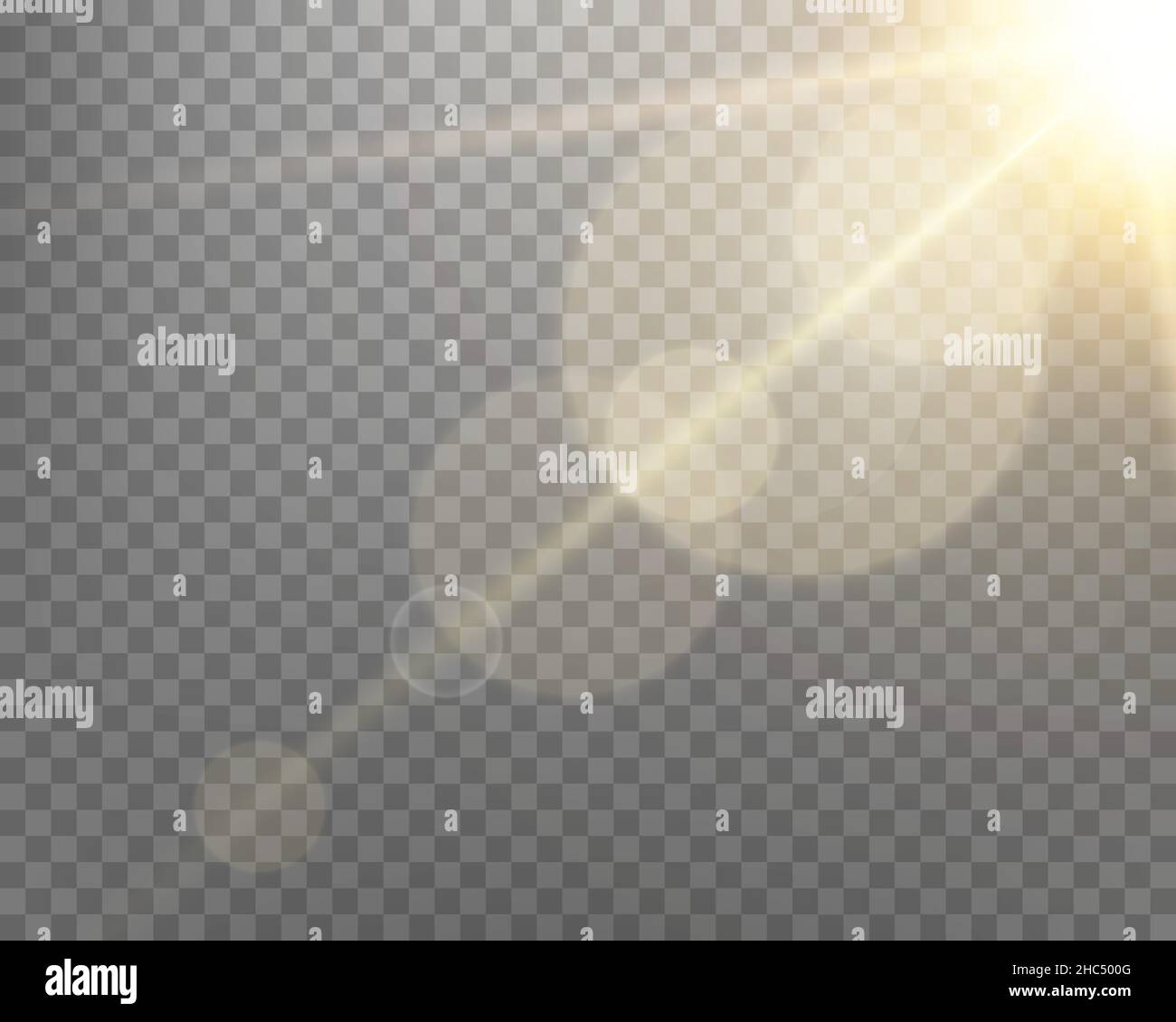 Sunlight lens flare, sun flash with rays and spotlight. Gold glowing ...
