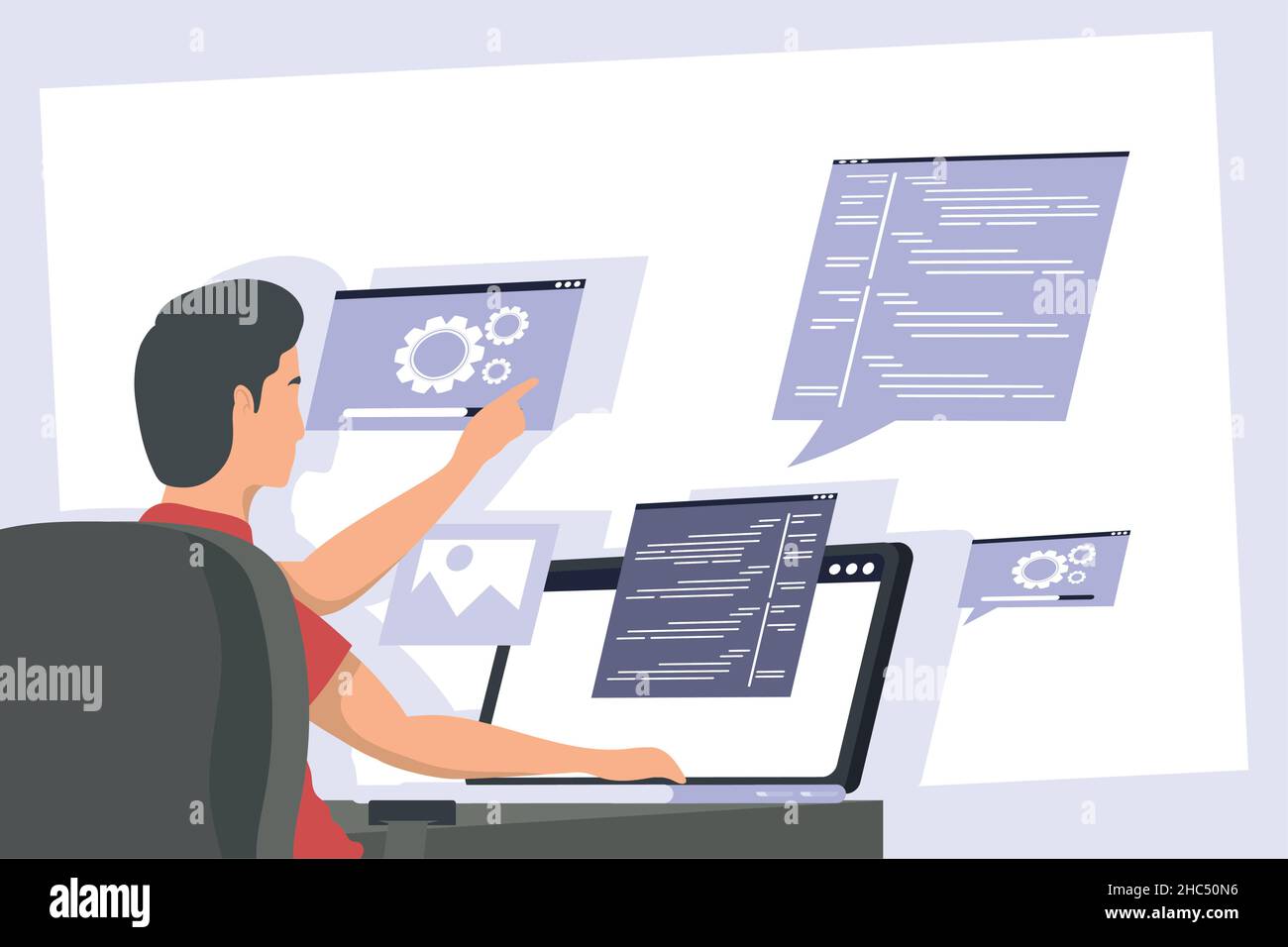 developer working in laptop character Stock Vector Image & Art - Alamy