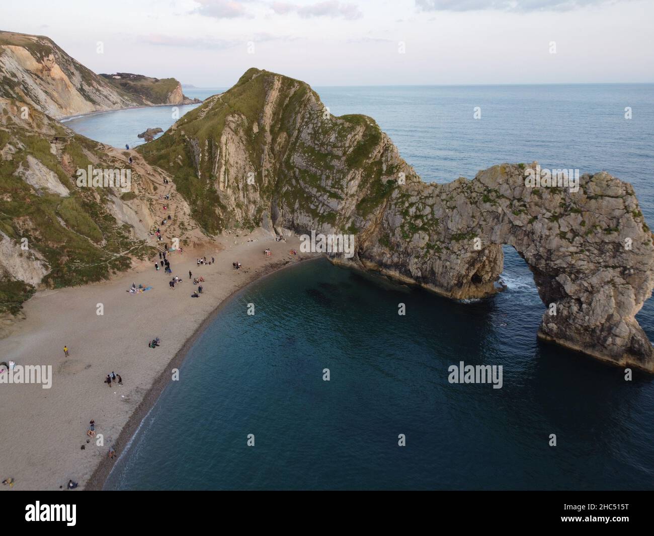 Aerial shot of Durdle Door Dorset during the day Stock Photo - Alamy