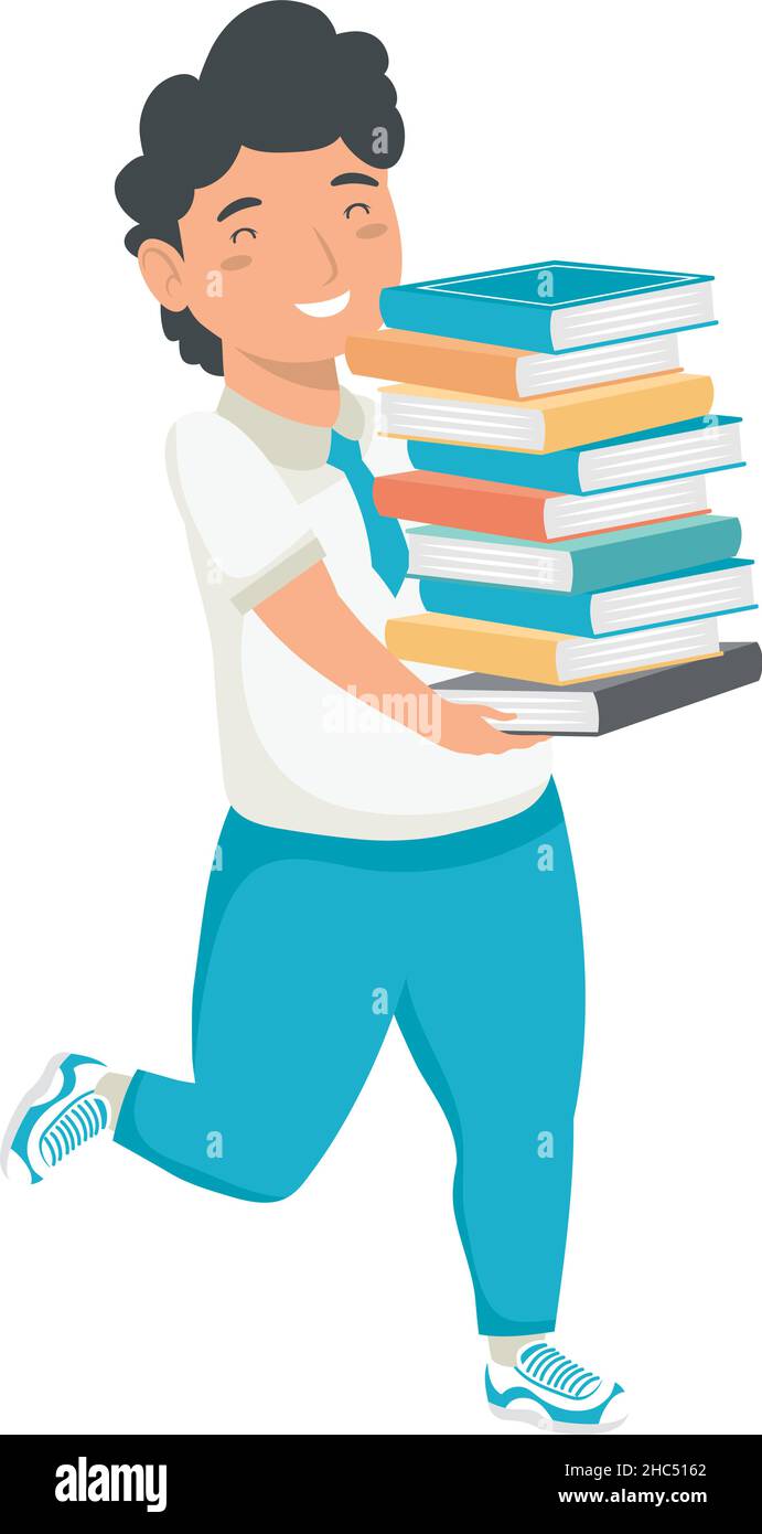 schoolboy student with books character Stock Vector Image & Art - Alamy