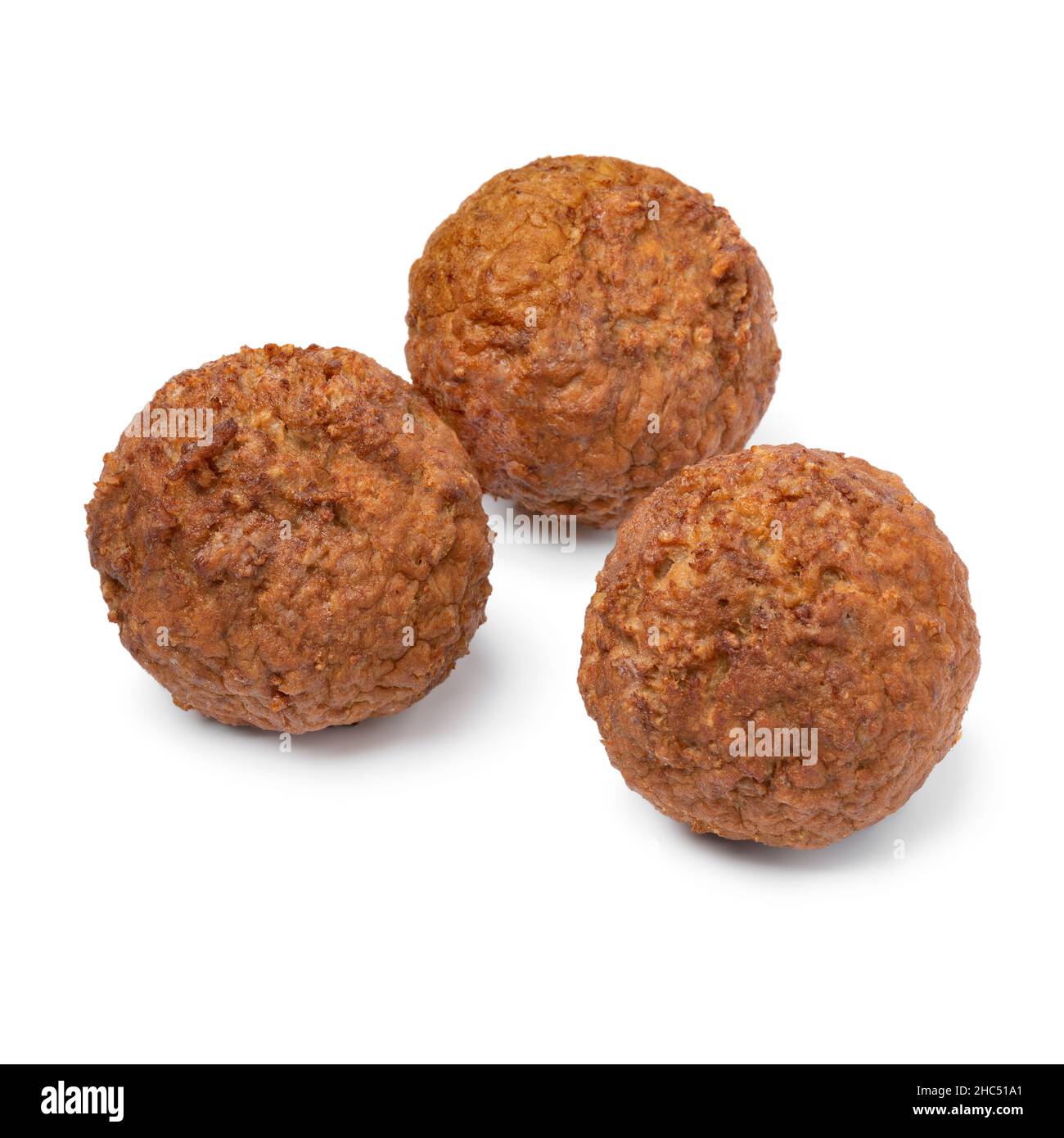 Three baked meatballs isolated on white background close up Stock Photo ...