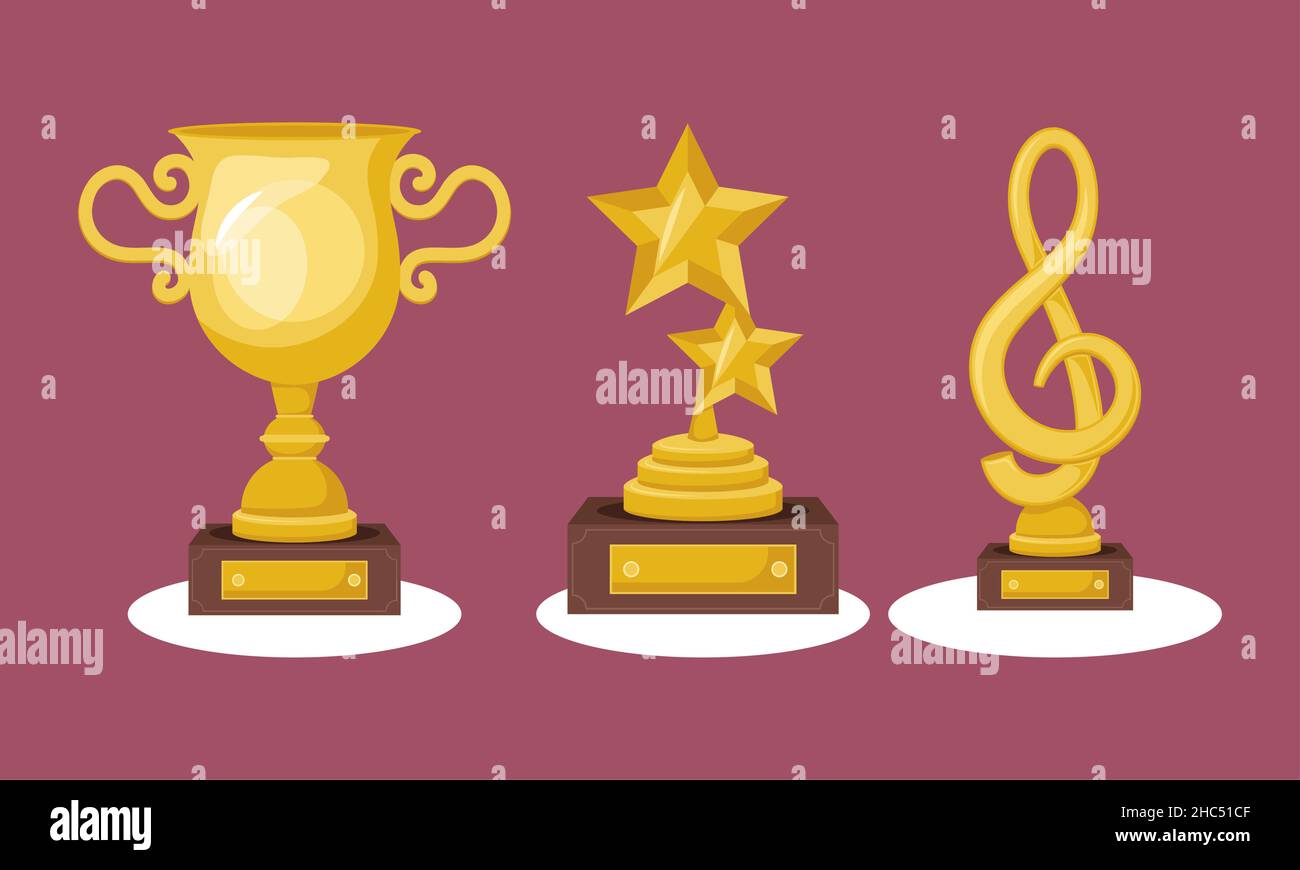 three golden trophies set awards Stock Vector Image & Art - Alamy