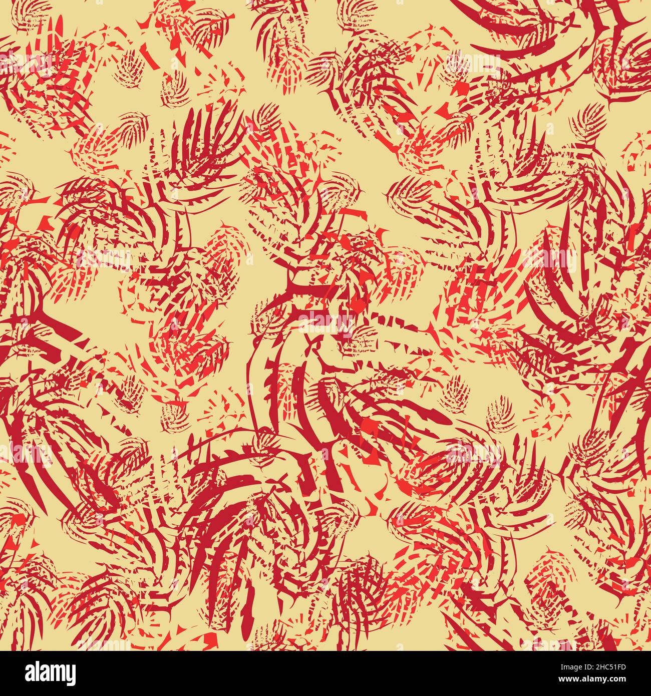 distressed red palm leaves seamless vector pattern Stock Vector Image ...