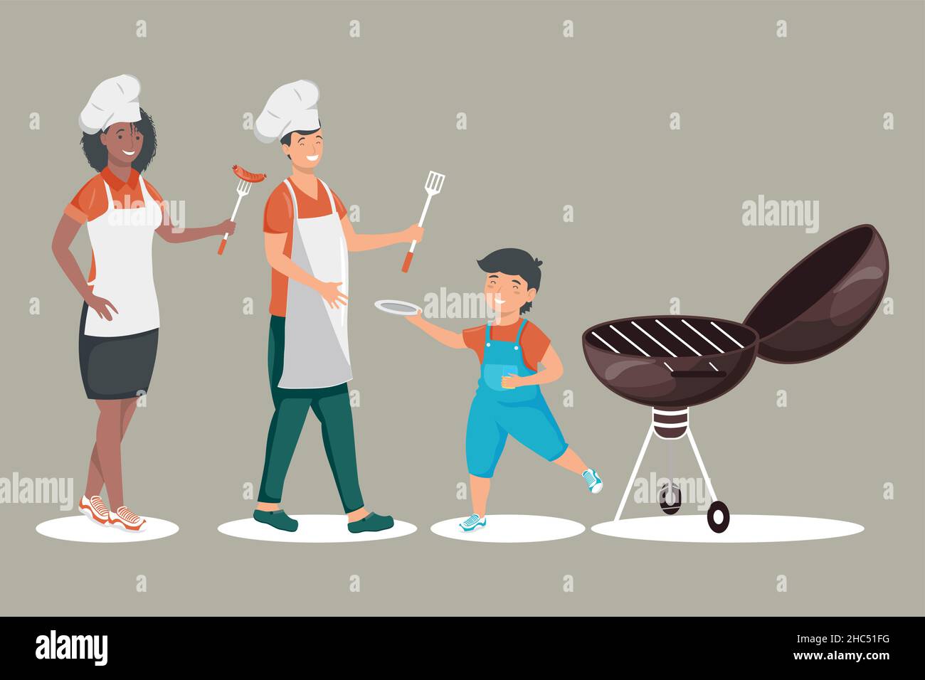 family in bbq party icons Stock Vector Image & Art - Alamy