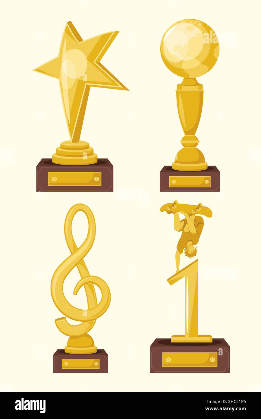 four golden trophies set awards Stock Vector Image & Art - Alamy