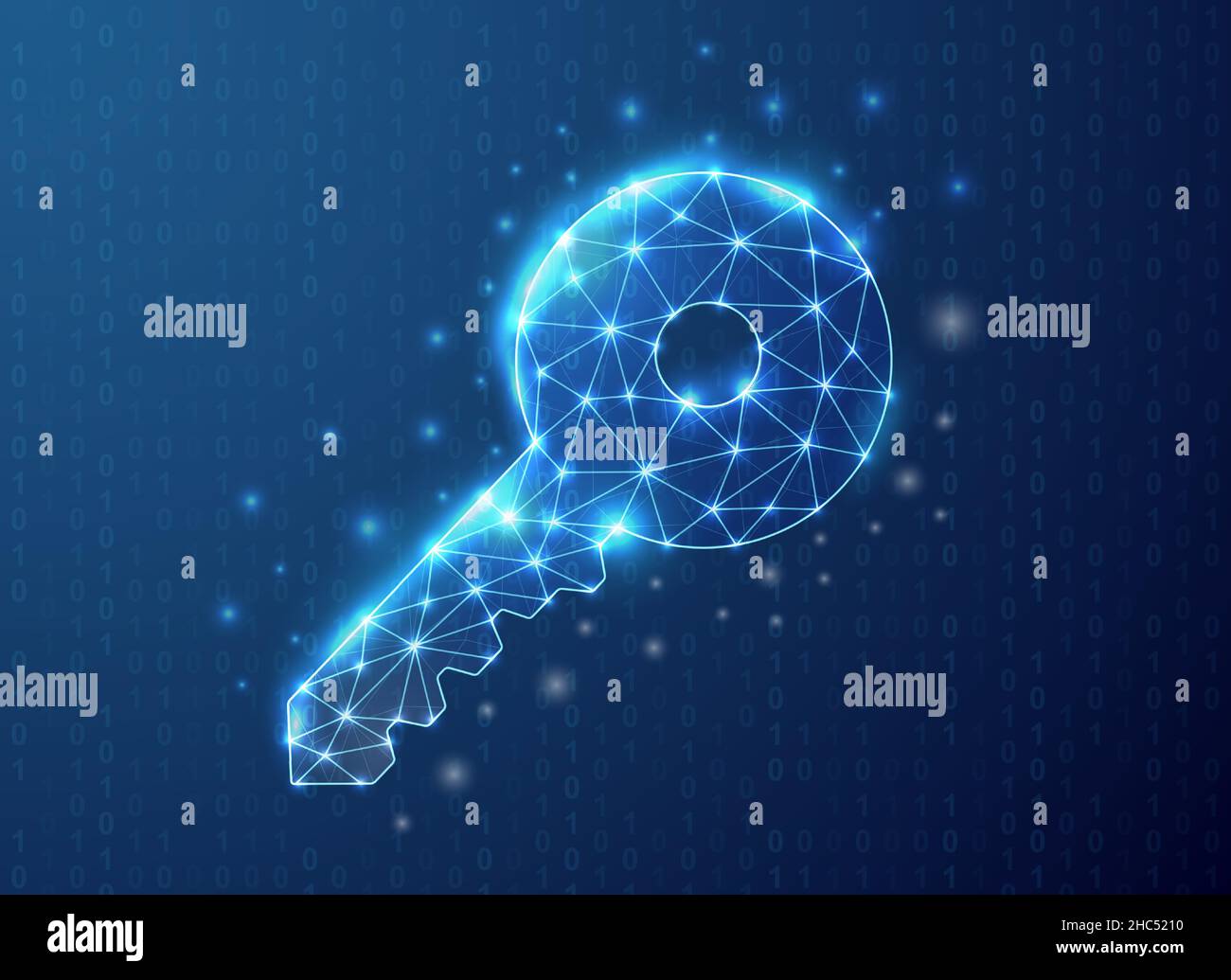 Key polygonal symbol with blue binary code background. Security concept ... Key polygonal symbol with blue binary code background. Security concept ...
