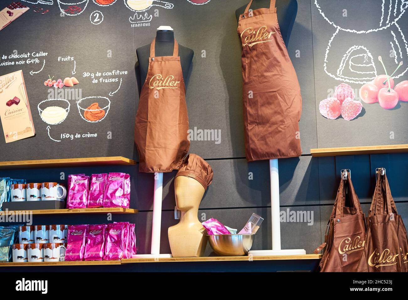 Visiting Maison Cailler shop in the chocolate museum in Broc ...