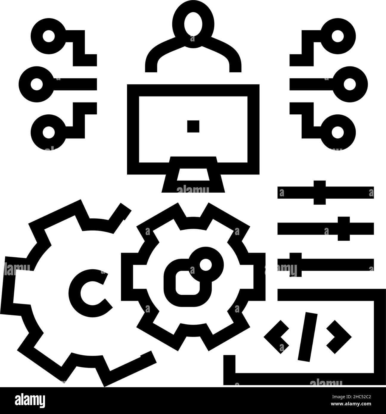 development erp software line icon vector illustration Stock Vector ...