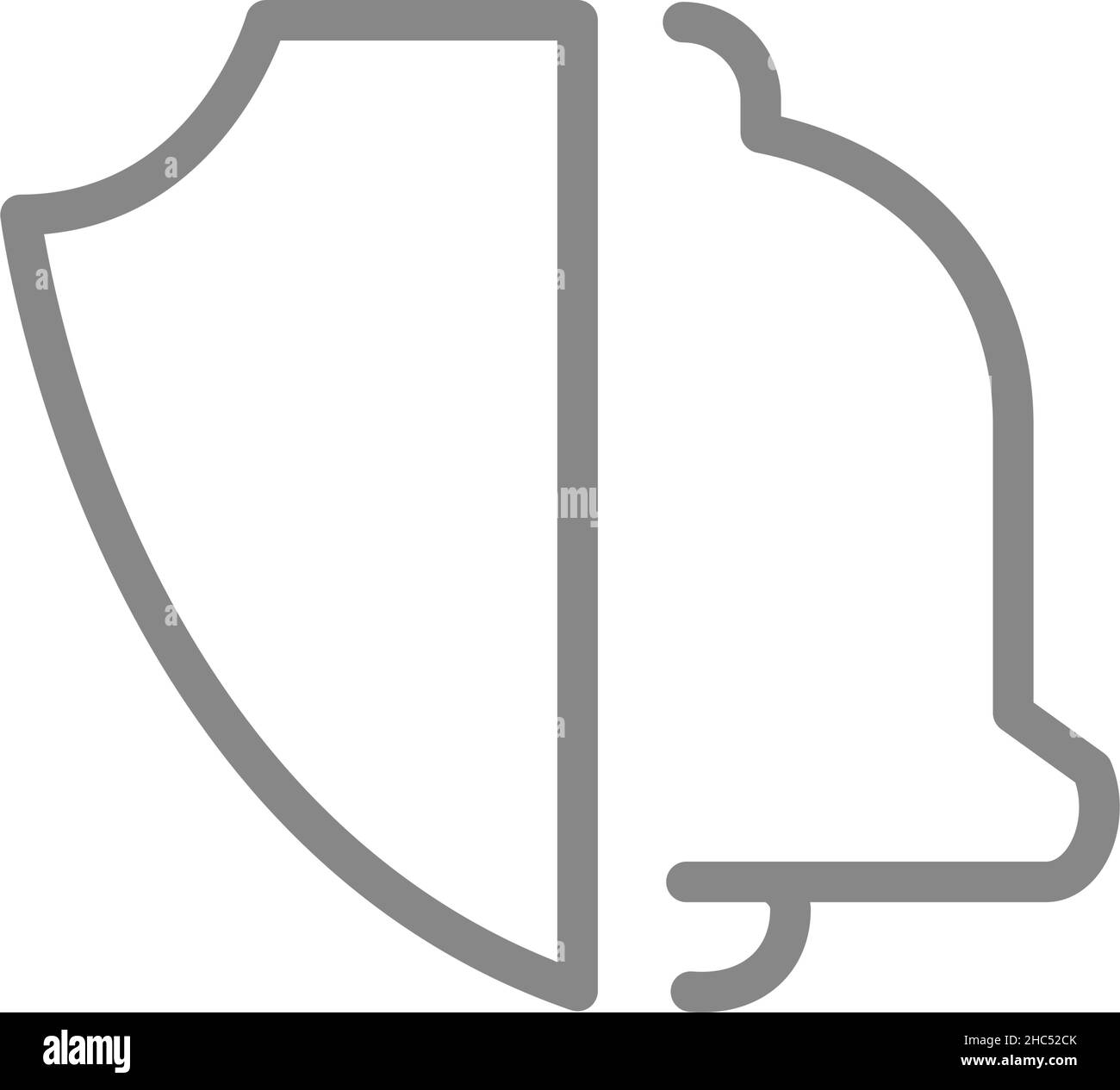 Notification bell and shield line icon. Security message bell, inbox ...