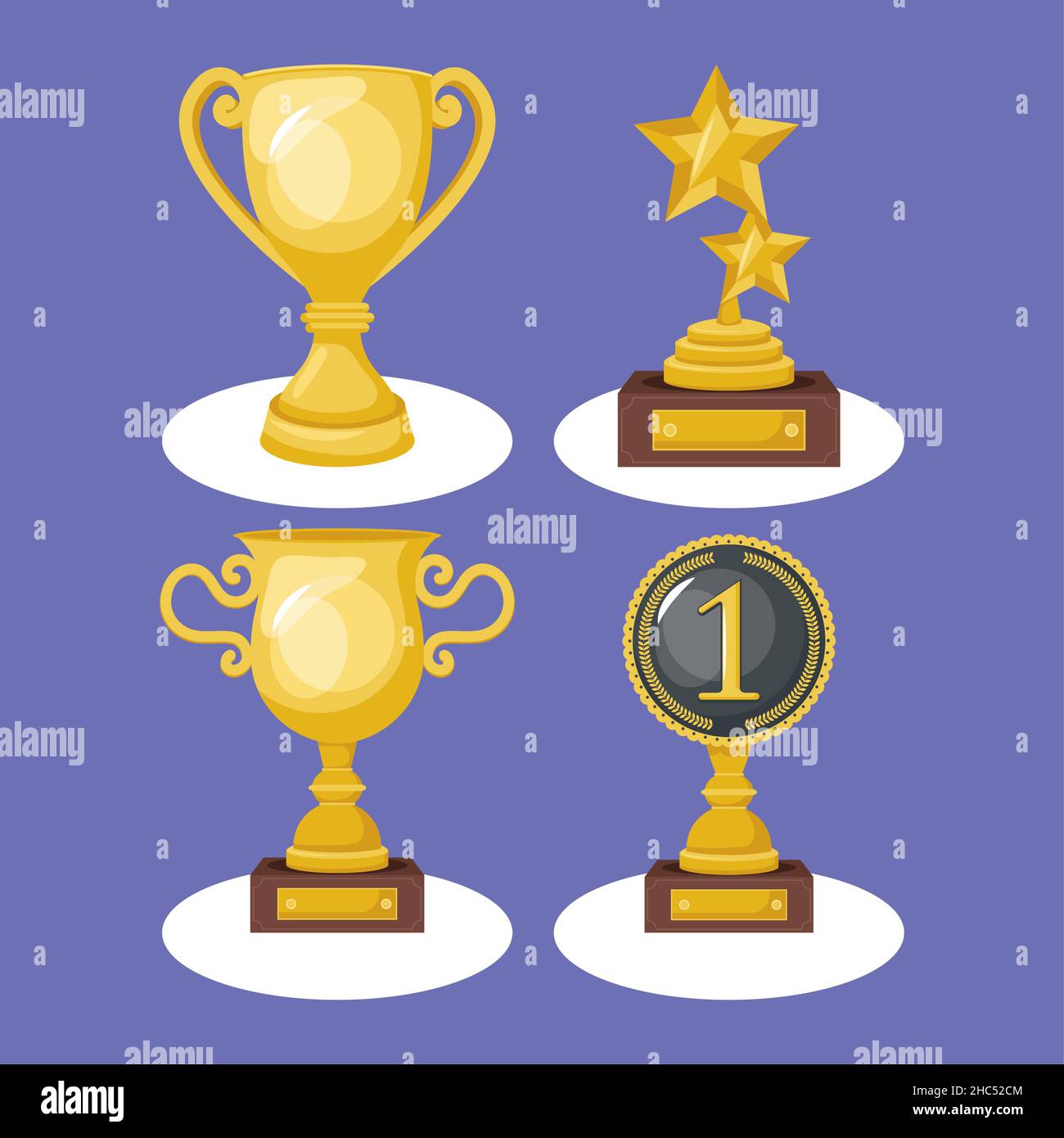 Four golden trophies hi-res stock photography and images - Alamy