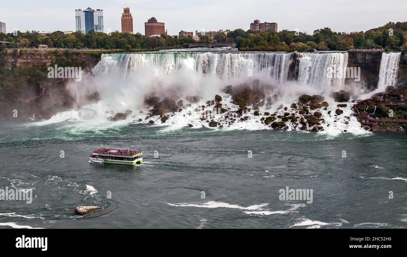 Niagara Falls, Canada - Oct 2, 2021: View at the waterfalls on USA side ...