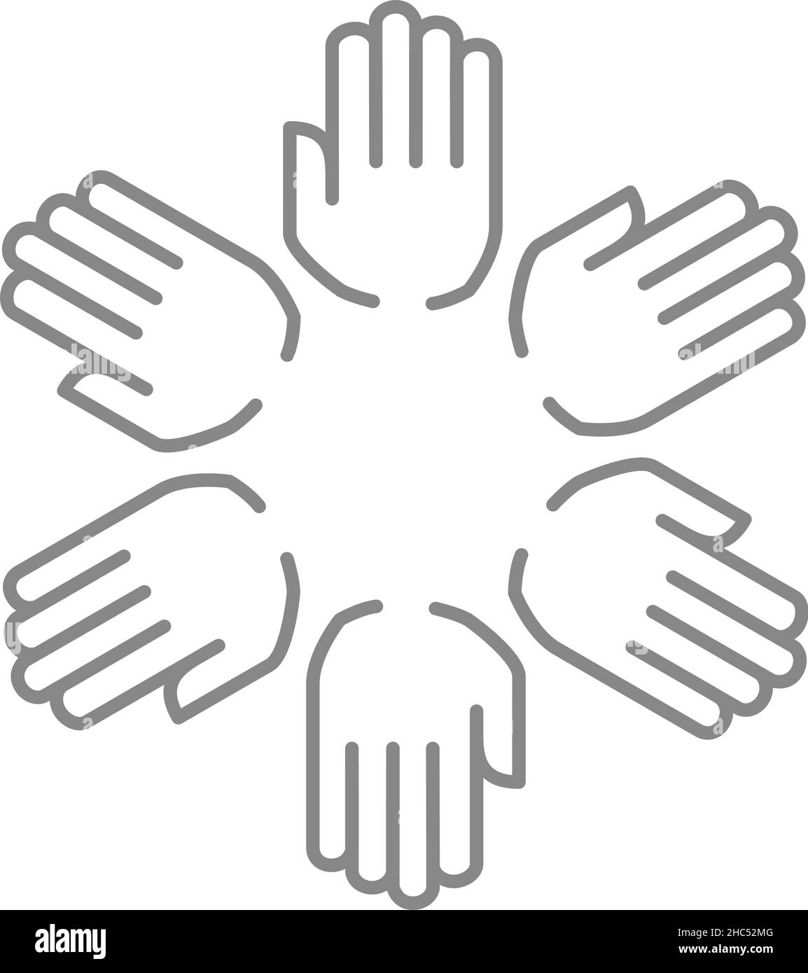 Circle of hands line icon. Team work, cooperation, partnership symbol ...