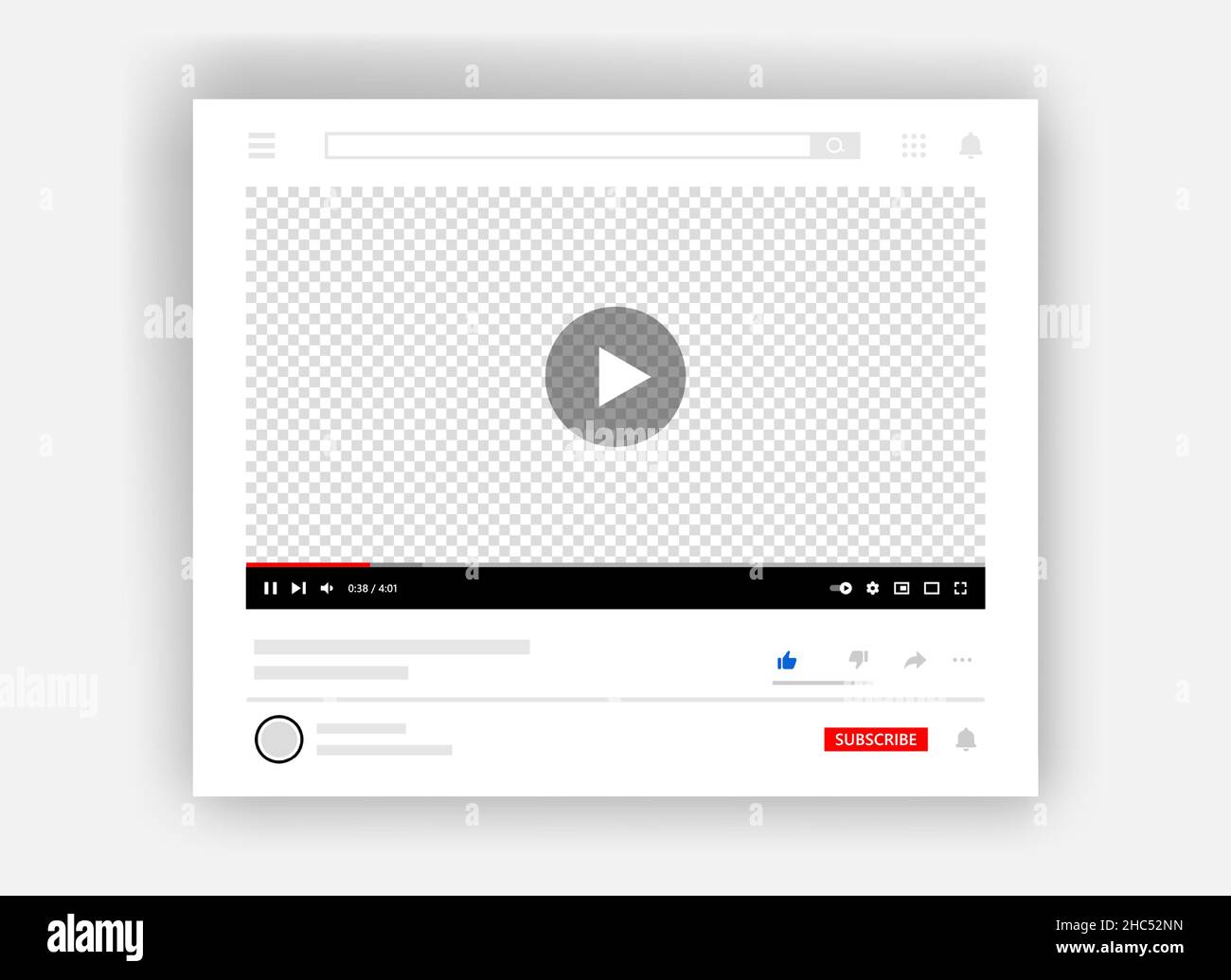 Video player interface with web subscribe elements. Multimedia player ...