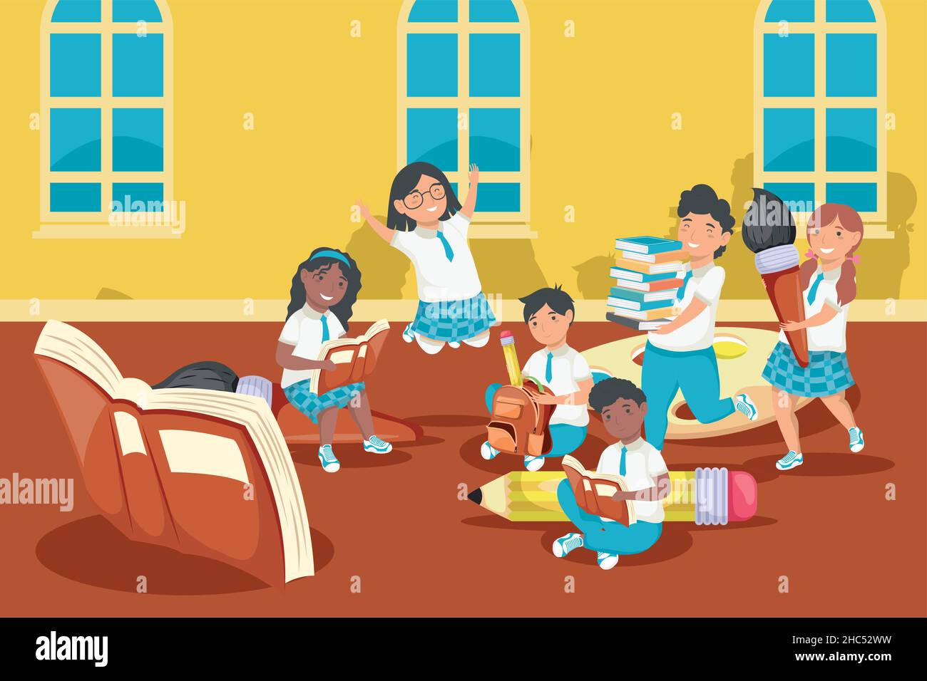 school kids in classroom characters Stock Vector Image & Art - Alamy