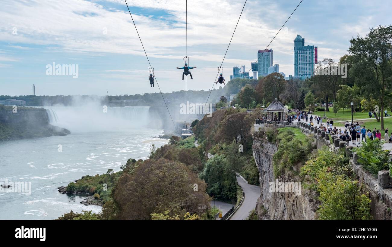 View at Horseshoe Fall, and zipline ride in Niagara Falls, Ontario ...
