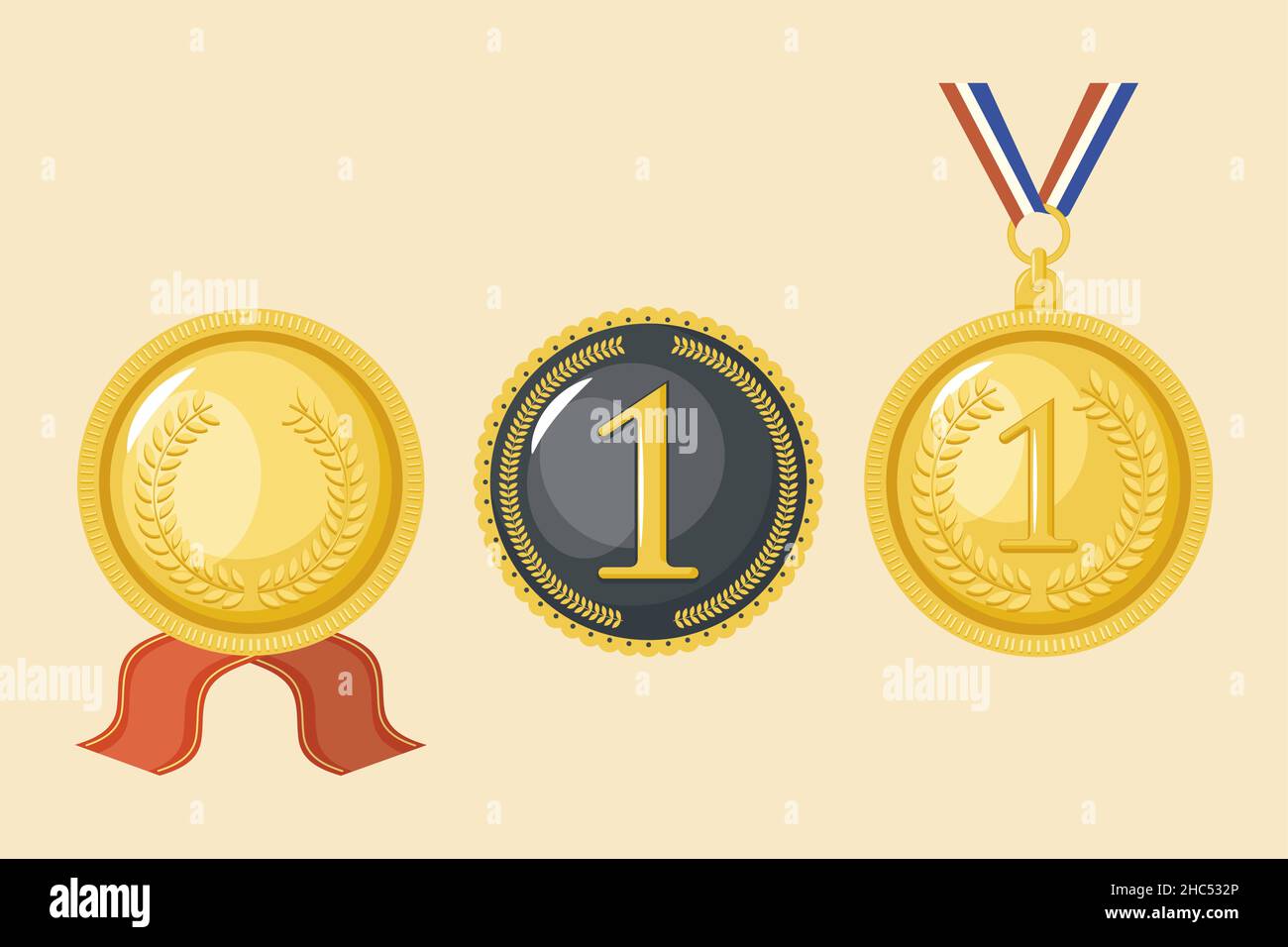 three golden medals set awards Stock Vector Image & Art - Alamy