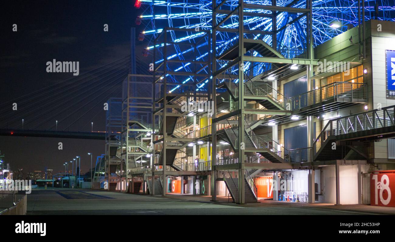 Osaka, Japan - July 13, 2017: Tempozan Ferris Wheel is photographed ...