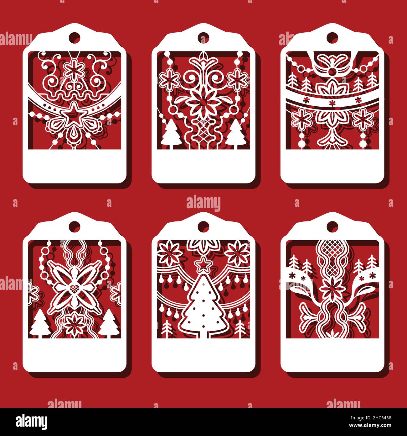 Christmas tags. Christmas tree and other christmas attributes vector ...