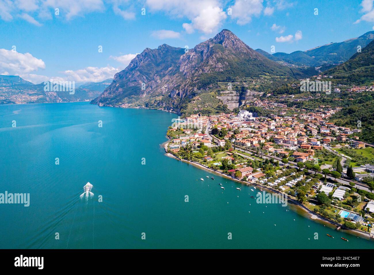 Iseo Lake (IT), Marone, aerial view from Sulzano Stock Photo - Alamy